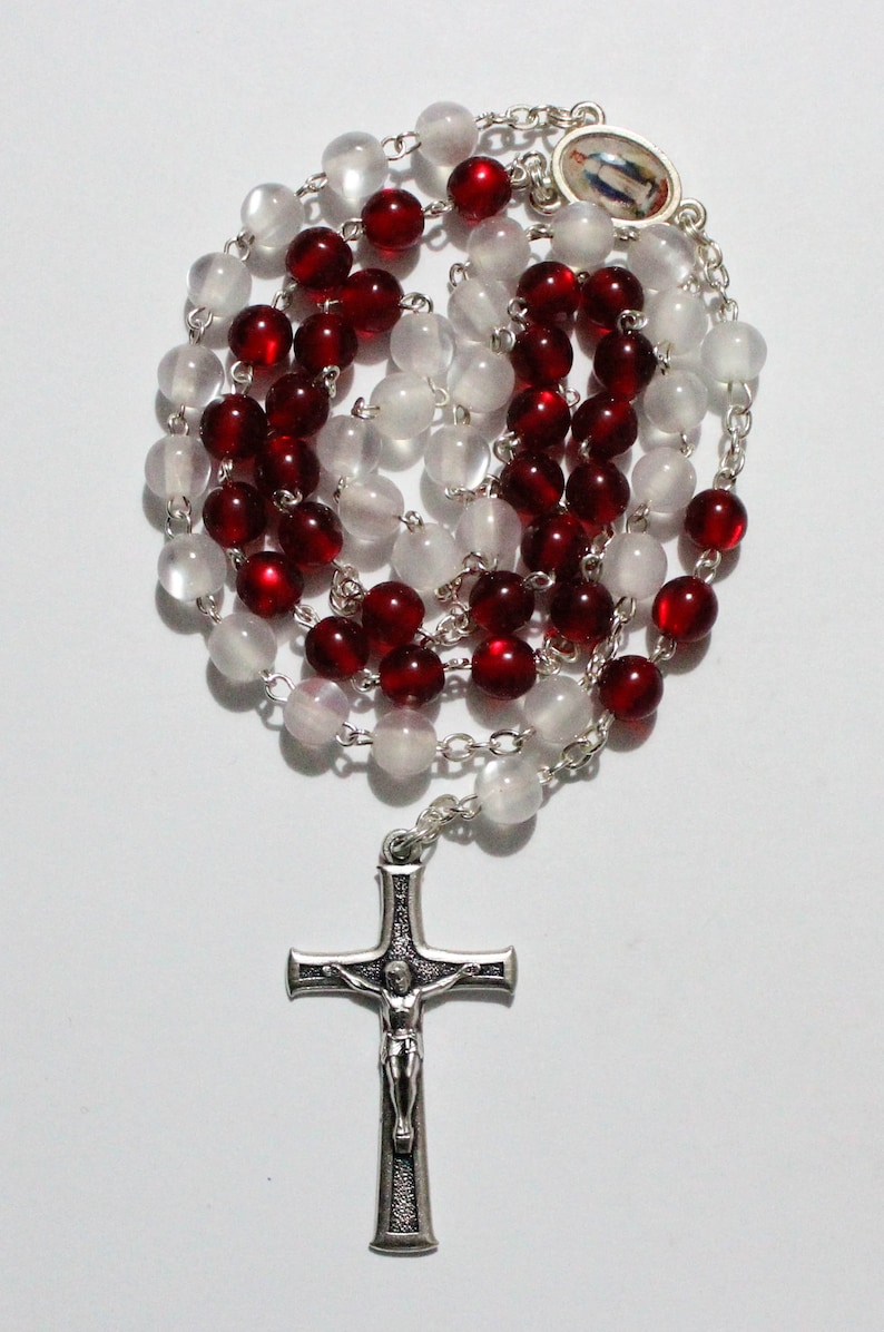 Divine Mercy Rosary Chaplet of Divine Mercy White and Red - Etsy