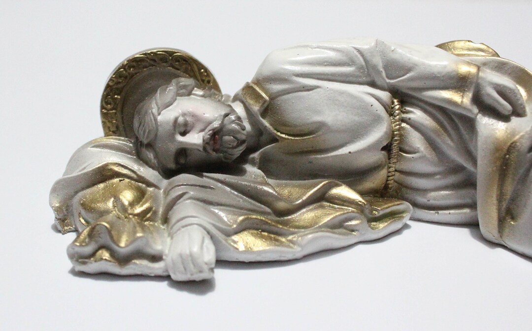 Statue Sleeping Saint Joseph Made of Stone Duste 7.3 Inches, Sleepin St ...
