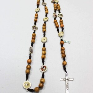 Chaplet of the Way of the Cross Made of Olive Wood Beads, the Stations ...