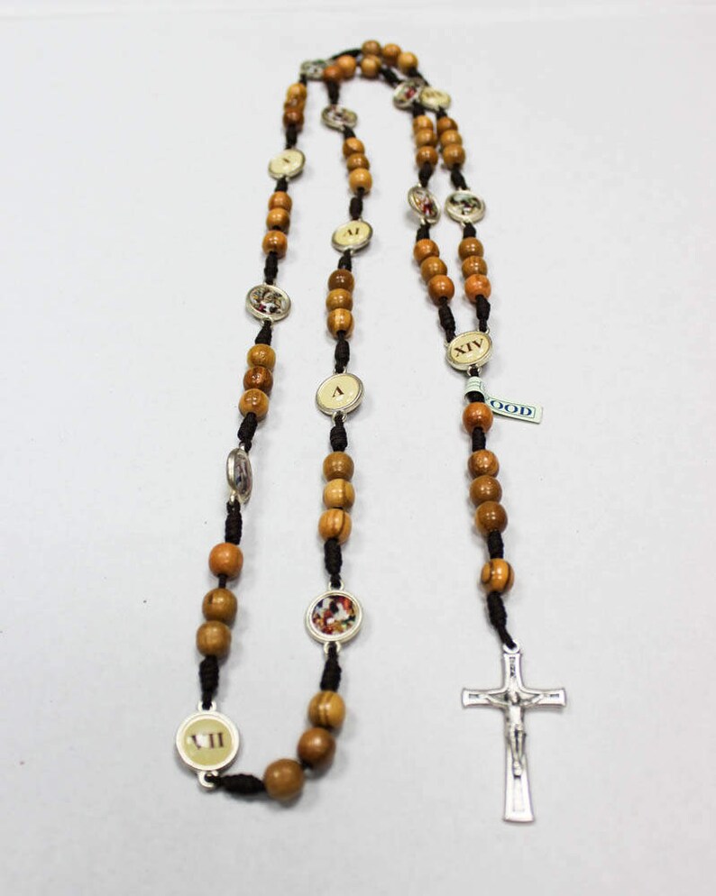 Chaplet of the Way of the Cross Made of Olive Wood Beads the | Etsy