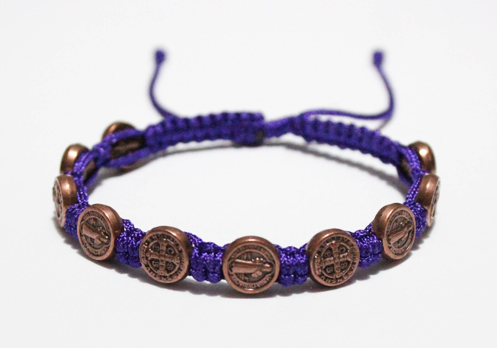 Saint Benedict Bronze Color Medal Cord Bracelet St. Benedict - Etsy