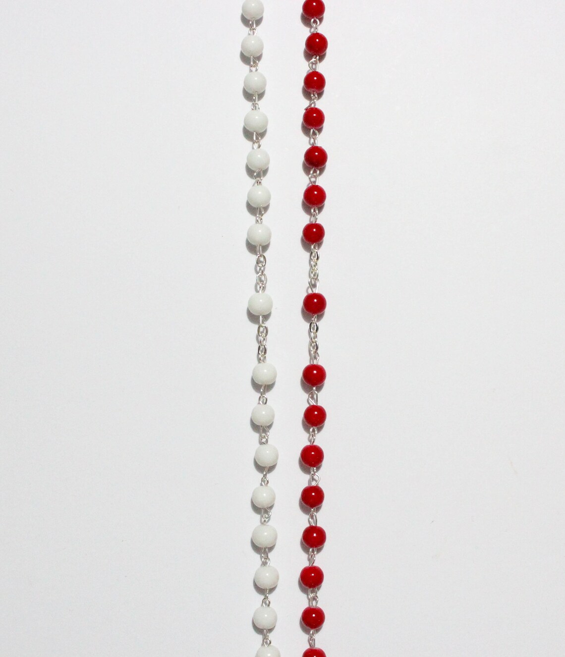 Chaplet of Divine Mercy White and Red Glass Beads on Chain | Etsy
