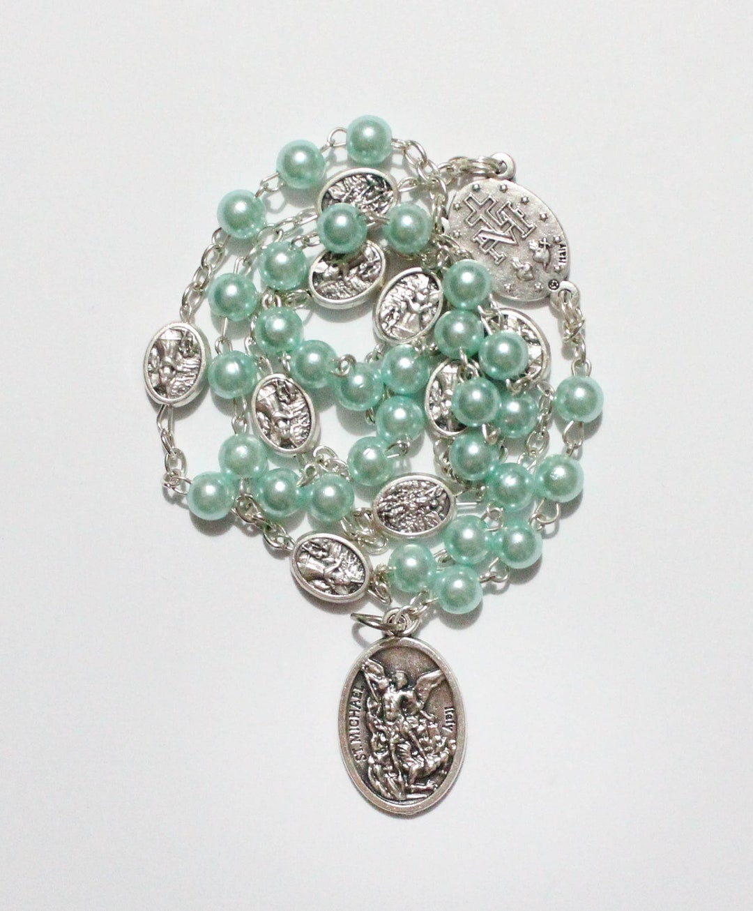 St.michael the Archangel Chaplet on Chain Turquoise Beads and St ...