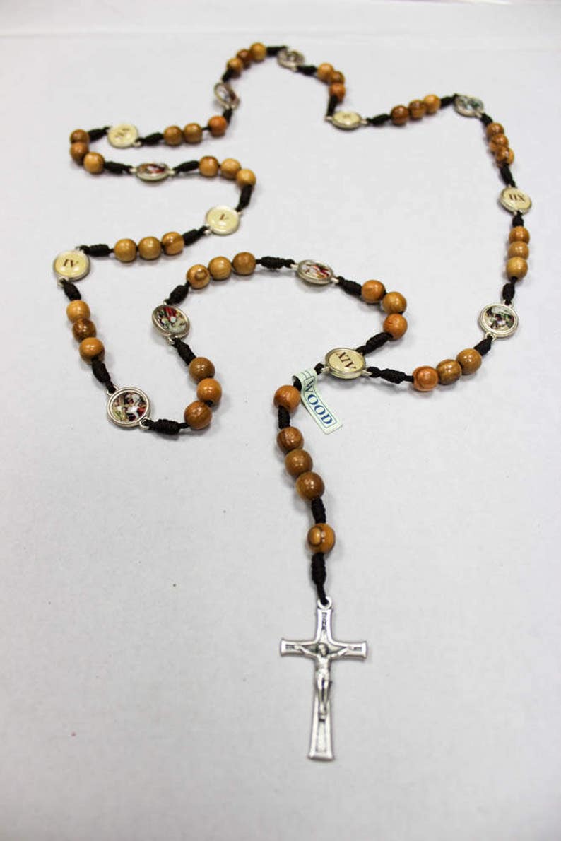 Chaplet of the Way of the Cross Made of Olive Wood Beads the | Etsy