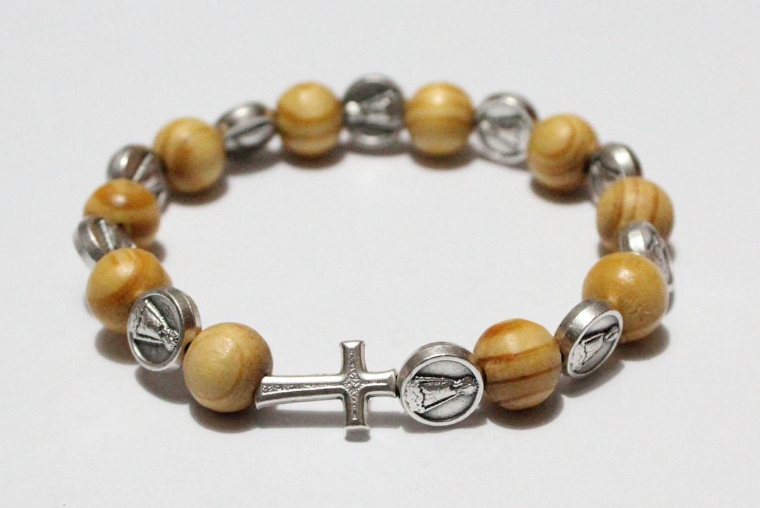 Mariazell Madonna With a Child Medal Bracelet With Cross and Wood ...