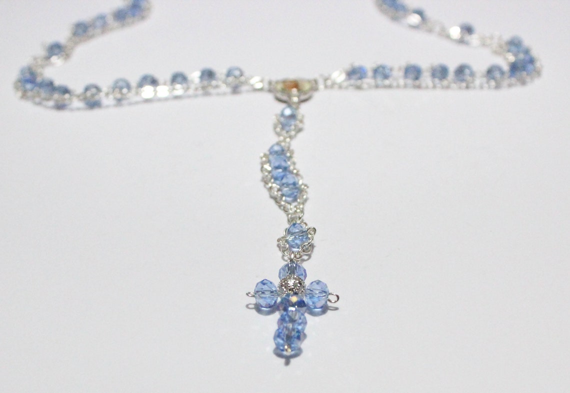Ladder to Heaven Rosary Light Blue Crystal Glass Beads - Etsy