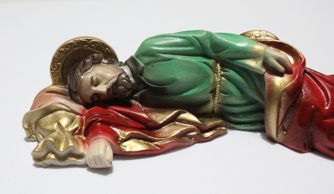 Statue Sleeping Saint Joseph Statue Made of Stone Duste 7.3 Inches ...