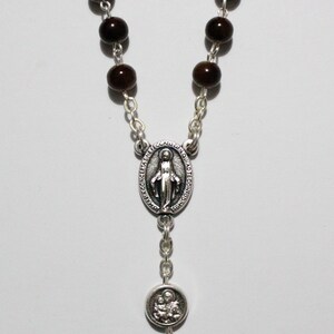 Saint Joseph Chaplet, Rosary of Saint Joseph Brown Glass Beads on Chain ...