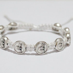 Holy Spirit Bracelet on Cord 10 Silver Tone Medals of Holy Spirit, Holy ...