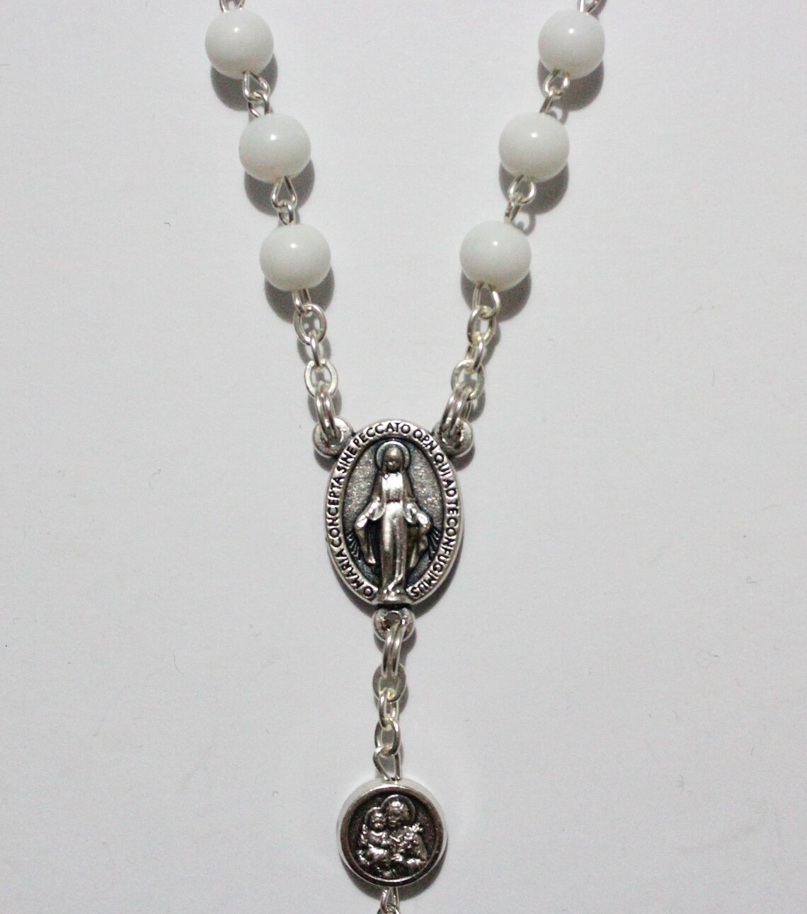 Saint Joseph Chaplet Rosary of Saint Joseph White Glass Beads | Etsy