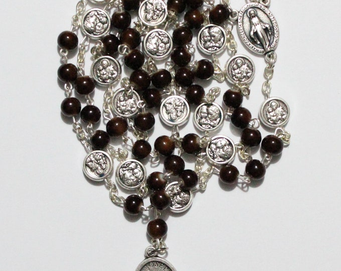 St. Joseph Chaplet Blue Plastic Beads on Chain Saint Joseph Rosary ...