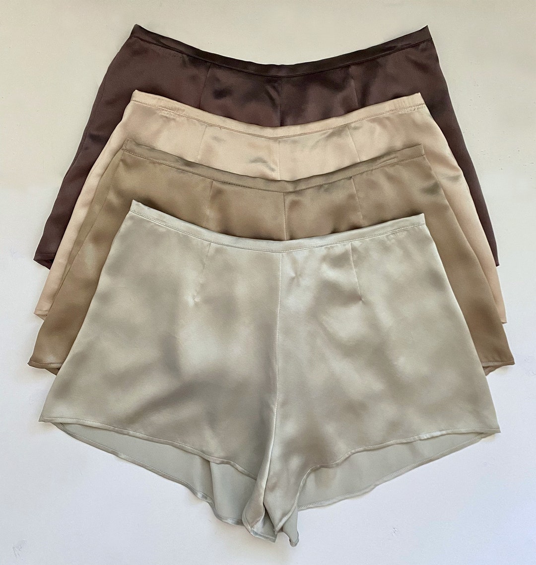 Silk Shorts W/ Front Darts & Gathered Back Elastic Waistband - Etsy