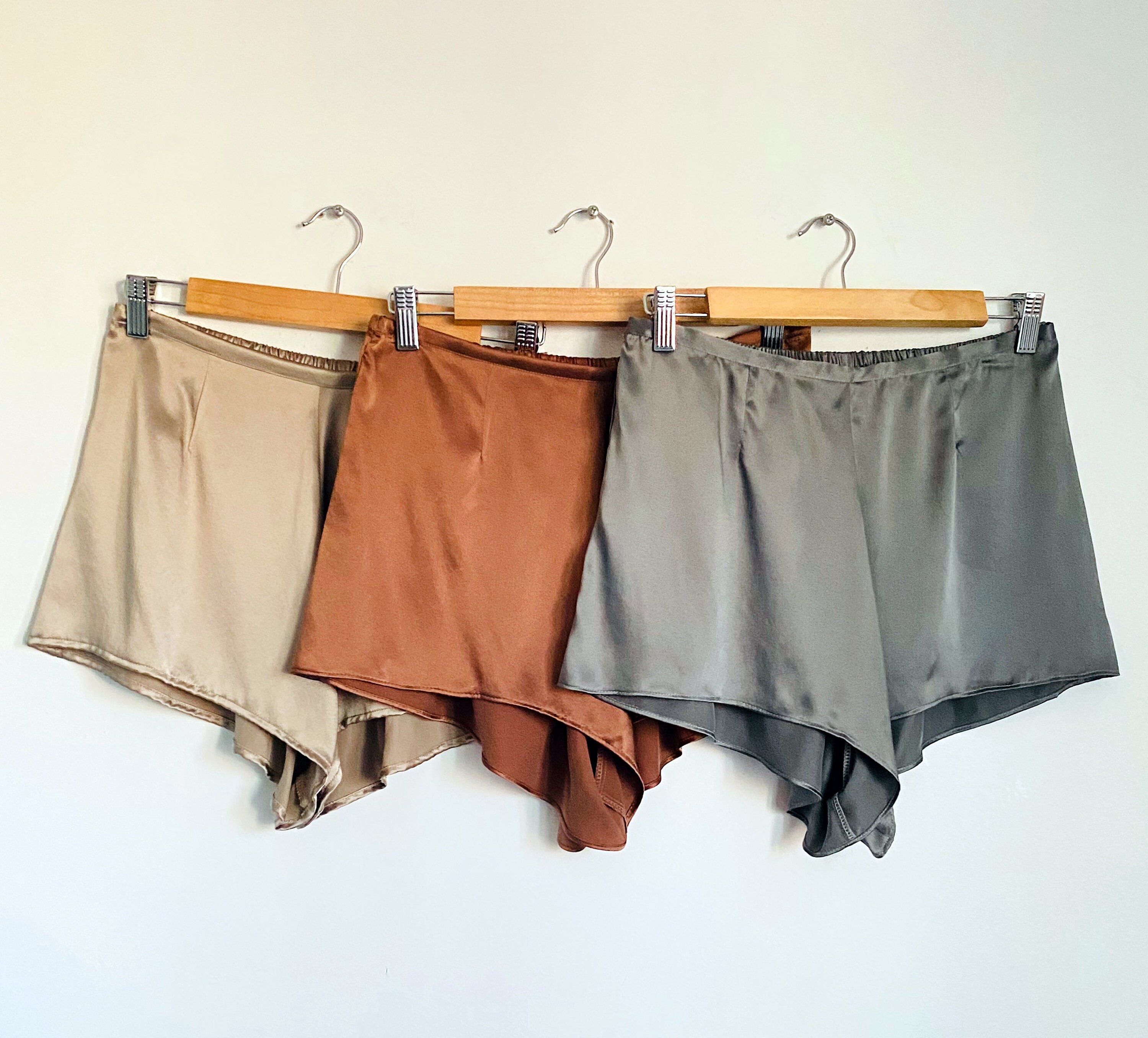 Silk Shorts W/ Front Darts & Gathered Back Elastic Waistband - Etsy