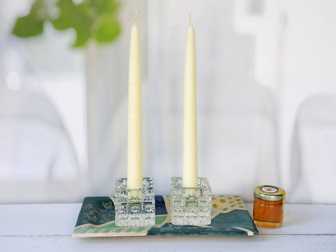 Shabbat Gift Set, Shabbat Candle Holders With Clay Tray, Shabbat ...
