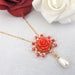 Victorian Necklace, Red Necklace, Red Flower Necklace, Romantic ...