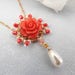 Victorian Necklace, Red Necklace, Red Flower Necklace, Romantic ...