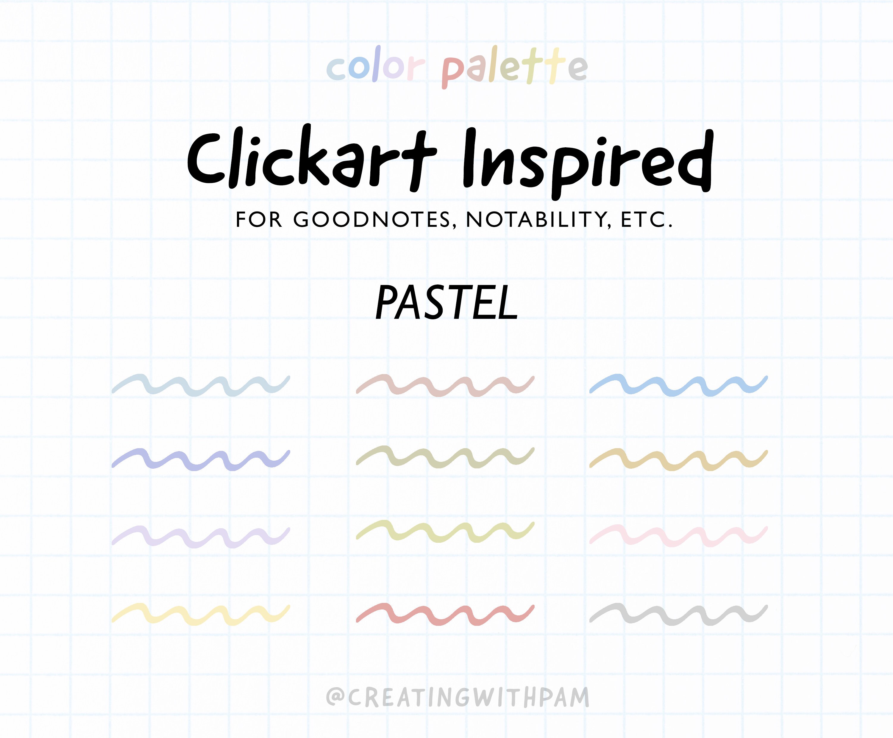 Pastel Clickart Inspired Color Palette for Goodnotes - Etsy