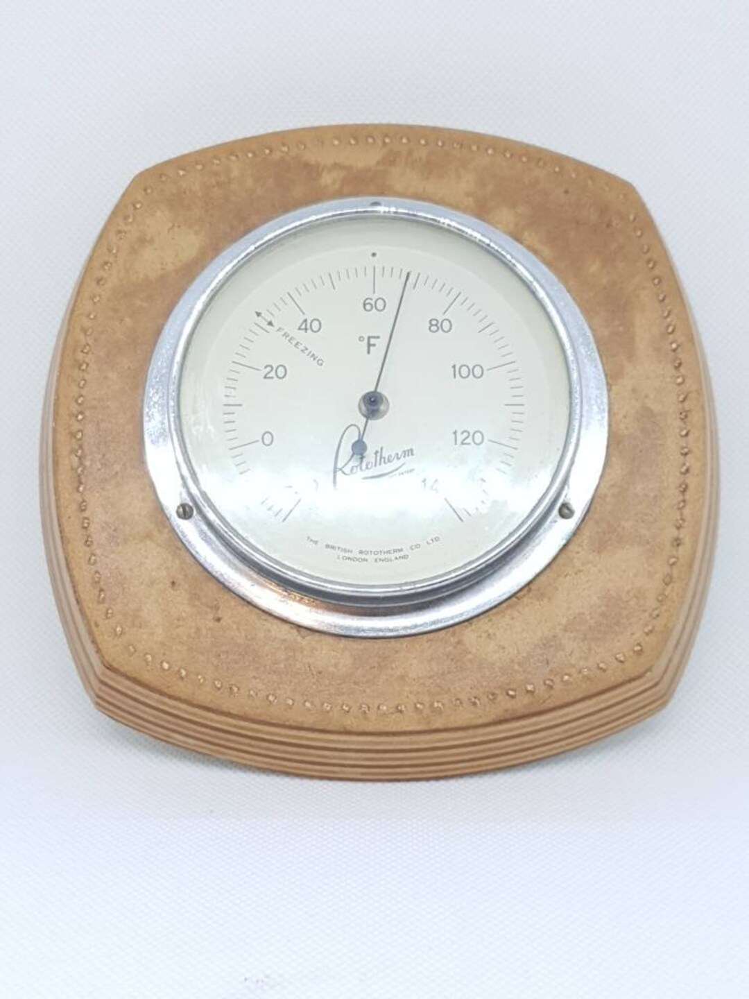 Vintage British Rototherm Thermometer London England, Vintage Wooden ...