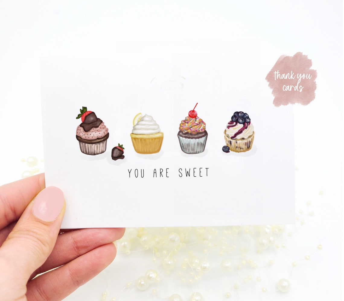 Cupcake Thank You Cards Cupcake Theme Cupcake Party Gift - Etsy