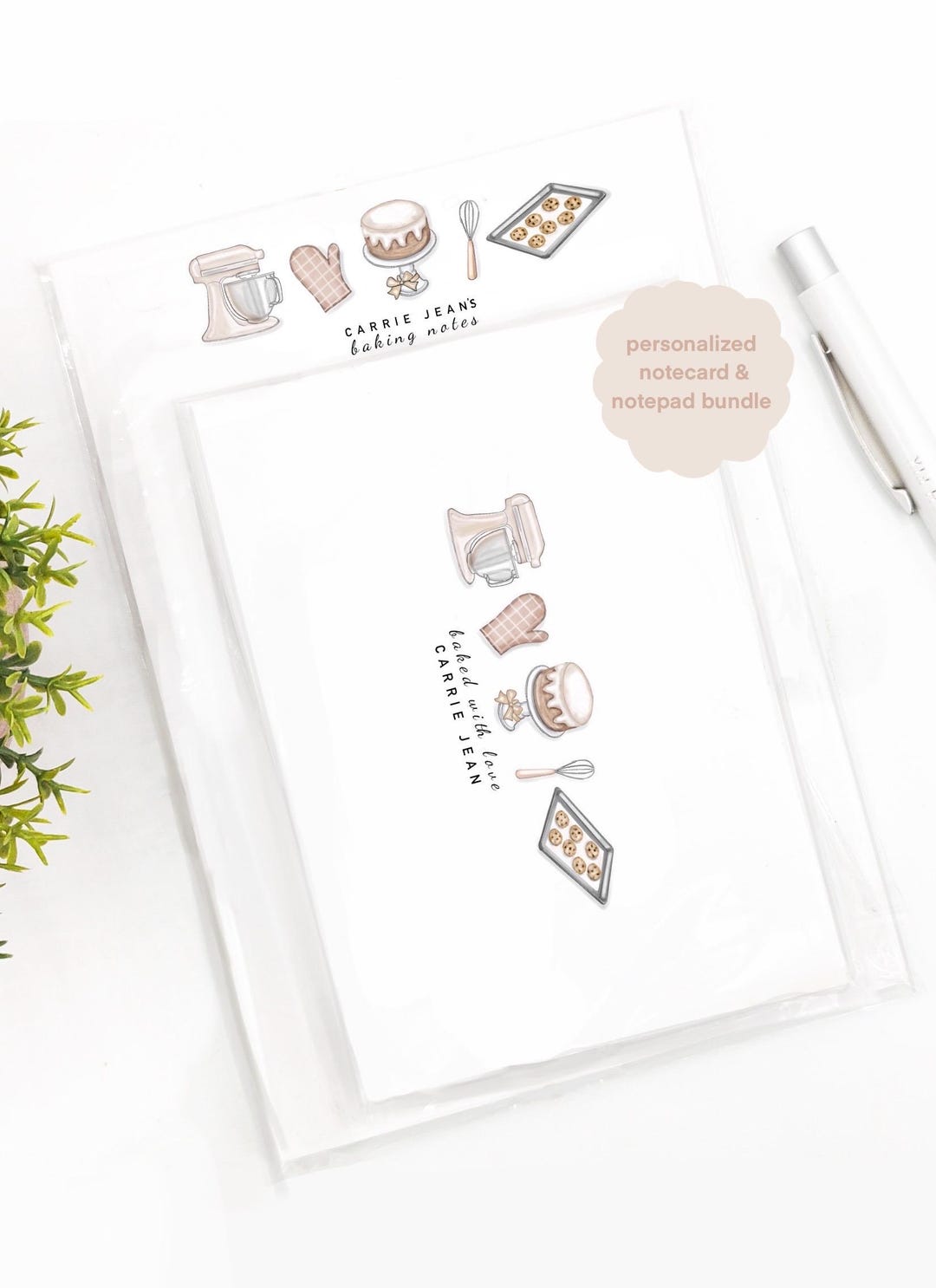 Baker Personalized Notecards and Notepad Bundle | Baker Gift | Cook ...