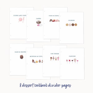 Recipe Book Page Dividers | Dessert Cook Book Organization | Kitchen ...