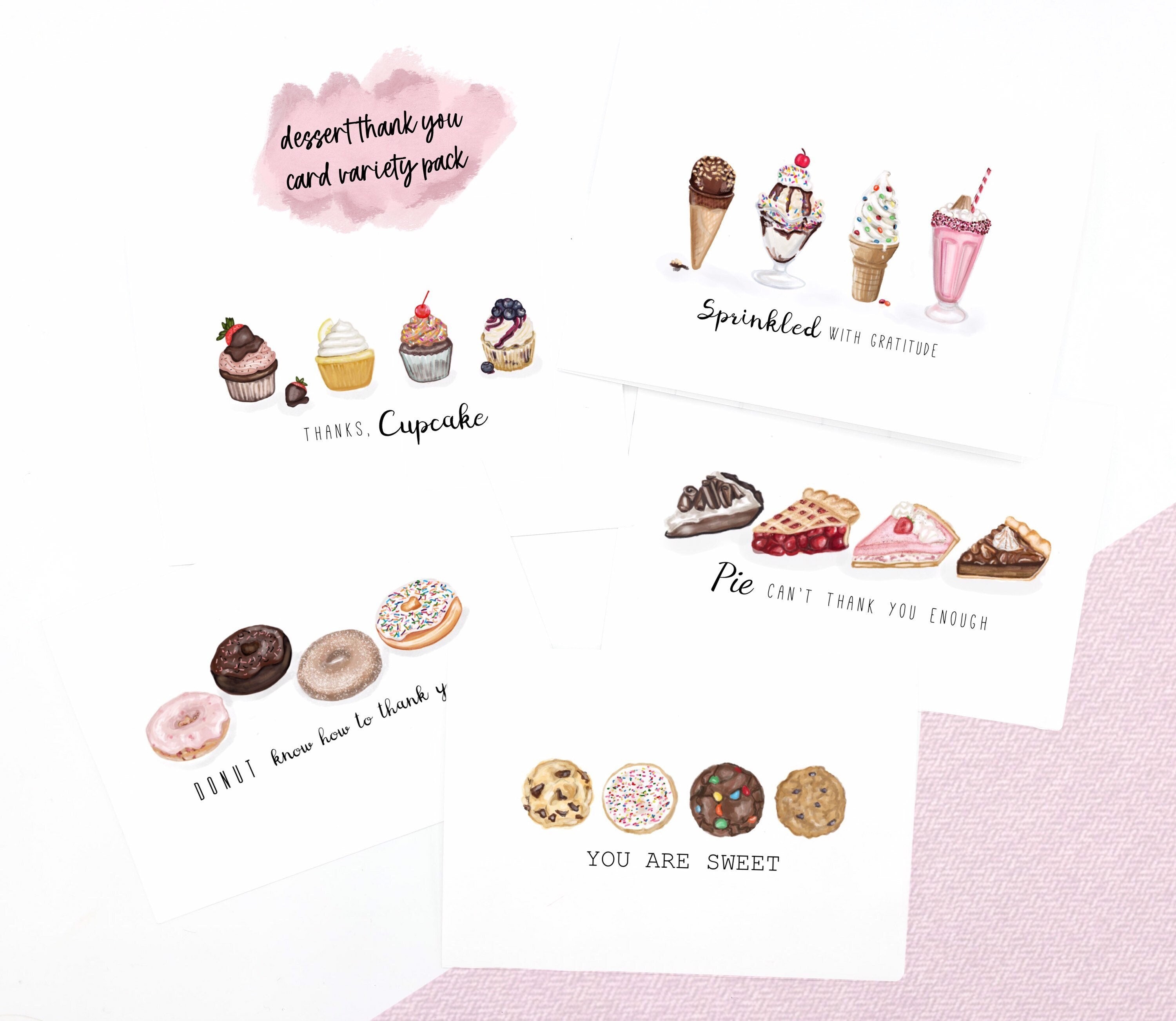 Dessert Thank You Cards Punny Cards Punny Gift Thank You - Etsy