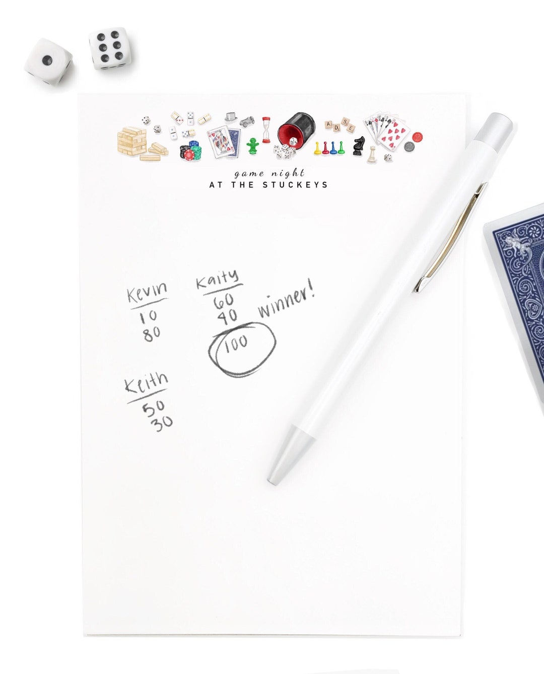 Game Night Personalized Notepad | Game Score Pad | Game Night | Board ...