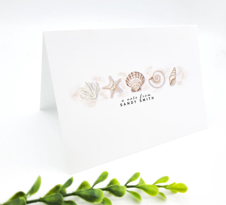 Seashell Personalized Notecards, Seashell Stationery, Beach Theme ...