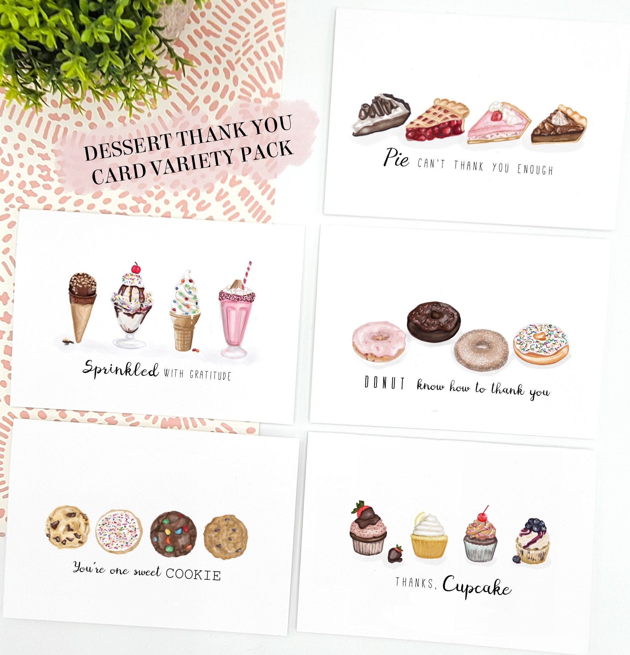 Dessert Thank You Cards Punny Cards Punny Gift Thank You | Etsy