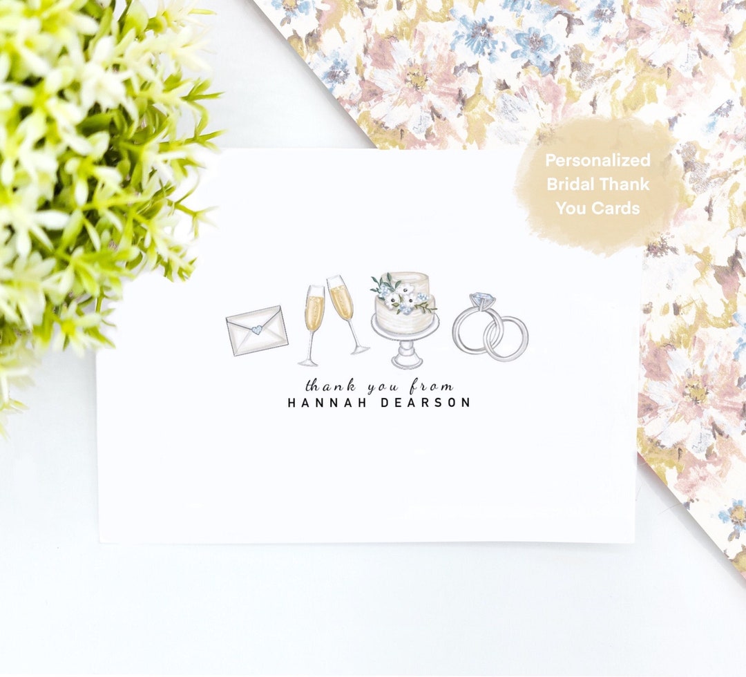 Bridal Shower Personalized Thank You Cards | Wedding Shower Thank You ...