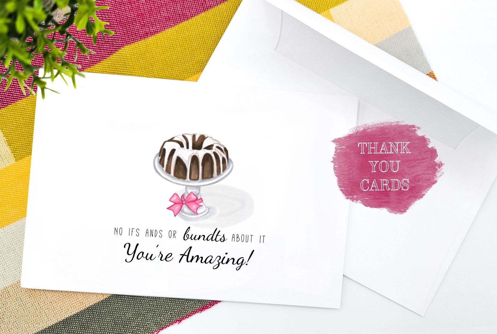 Bundt Cake Thank You Cards Dessert Theme Cake Pun Punny | Etsy