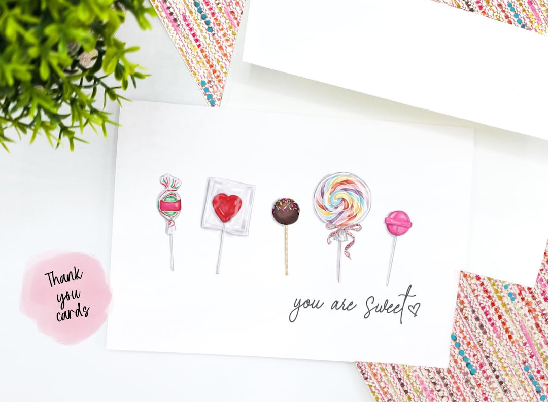 Candy Thank You Cards Candy Theme Candy Pun Punny Thanks Candy Party ...