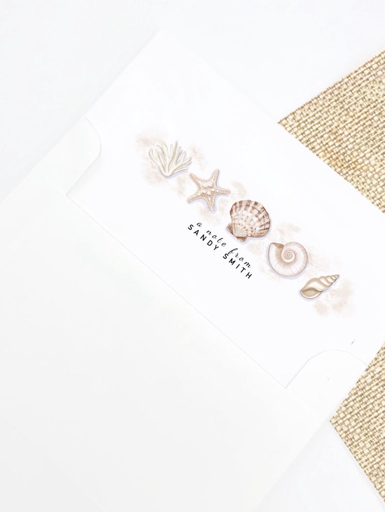 Seashell Personalized Notecards, Seashell Stationery, Beach Theme ...