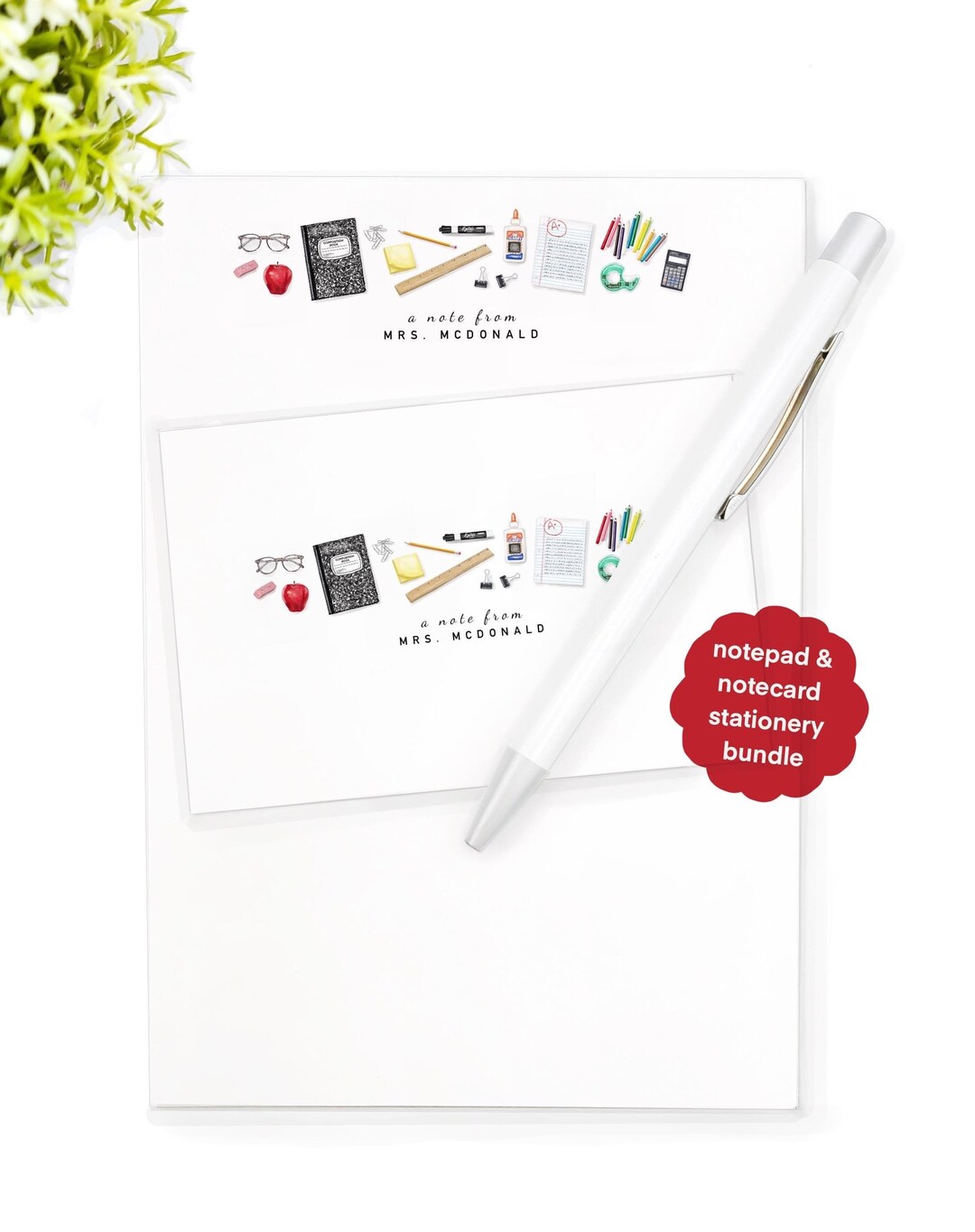 Teacher Personalized Stationery Set | Teacher Gift | Notecard Notepad ...