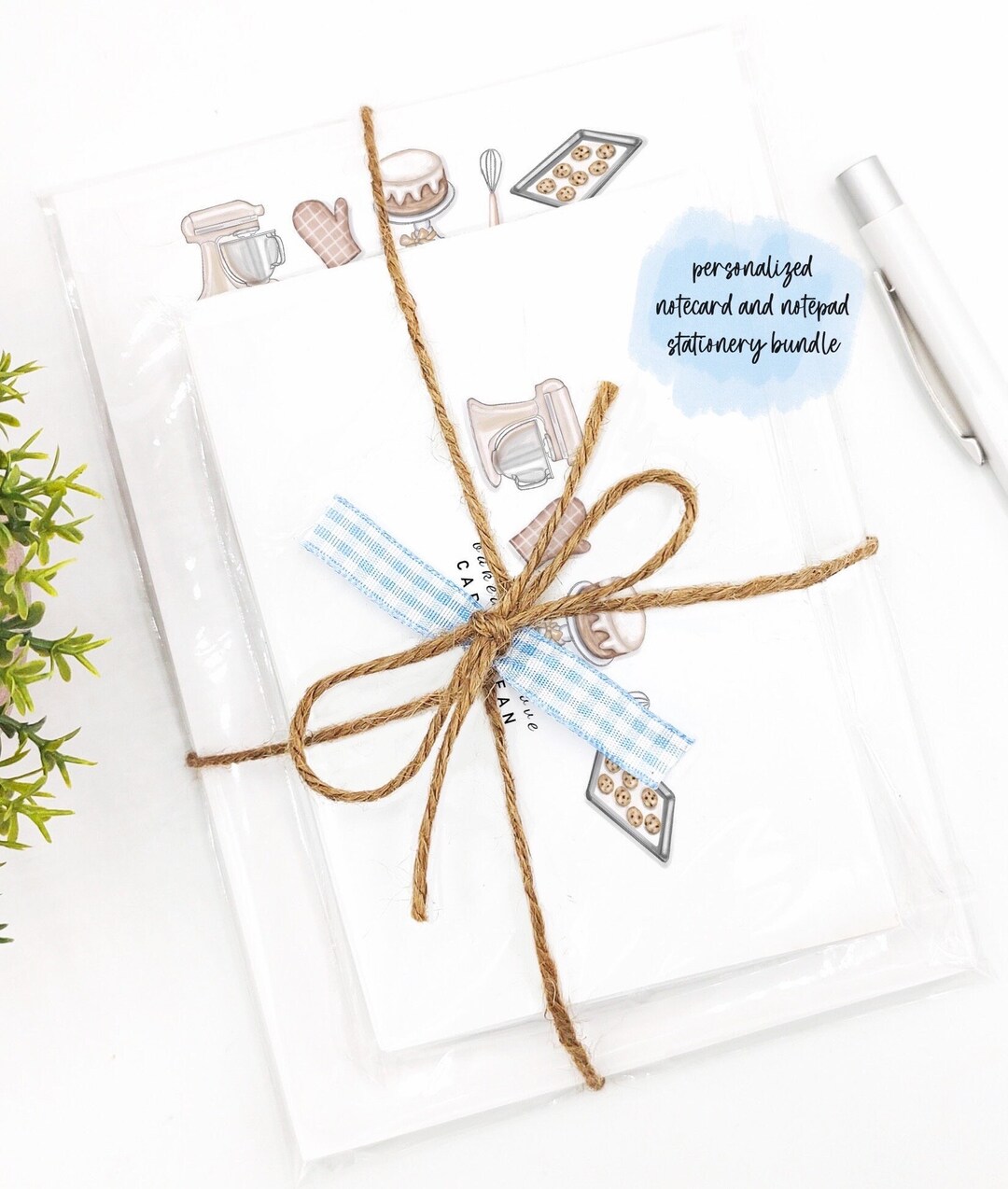 Baker Personalized Notecards and Notepad Bundle Baker Gift Cook Custom ...