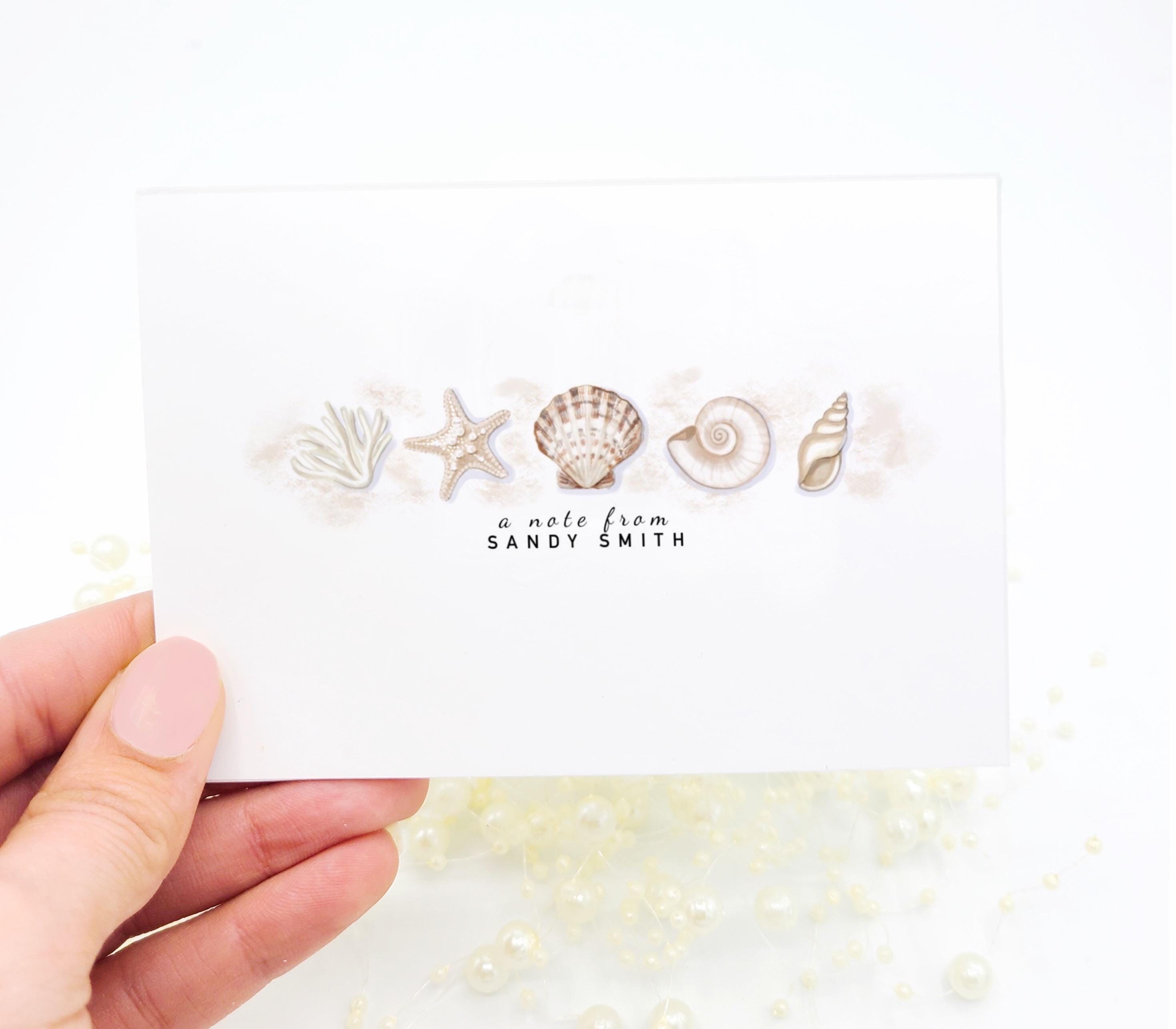 Seashell Personalized Notecards, Seashell Stationery, Beach Theme ...