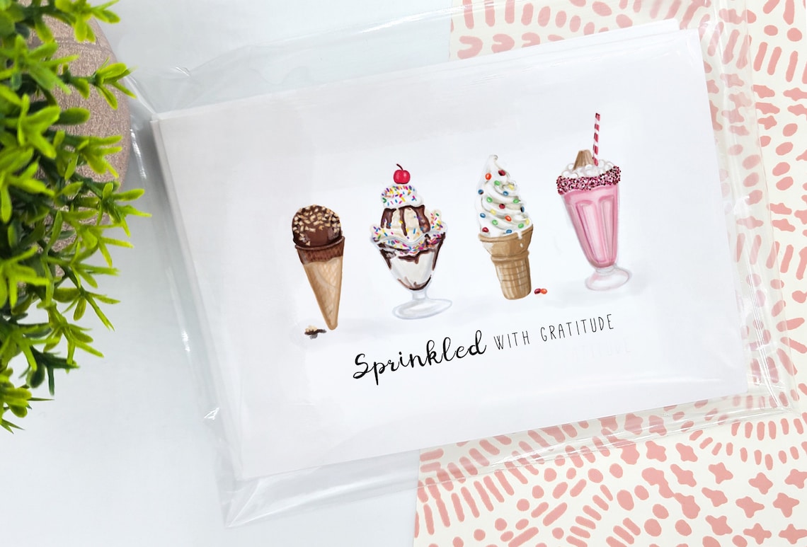 Ice Cream Thank You Cards Ice Cream Theme Ice Cream Pun - Etsy