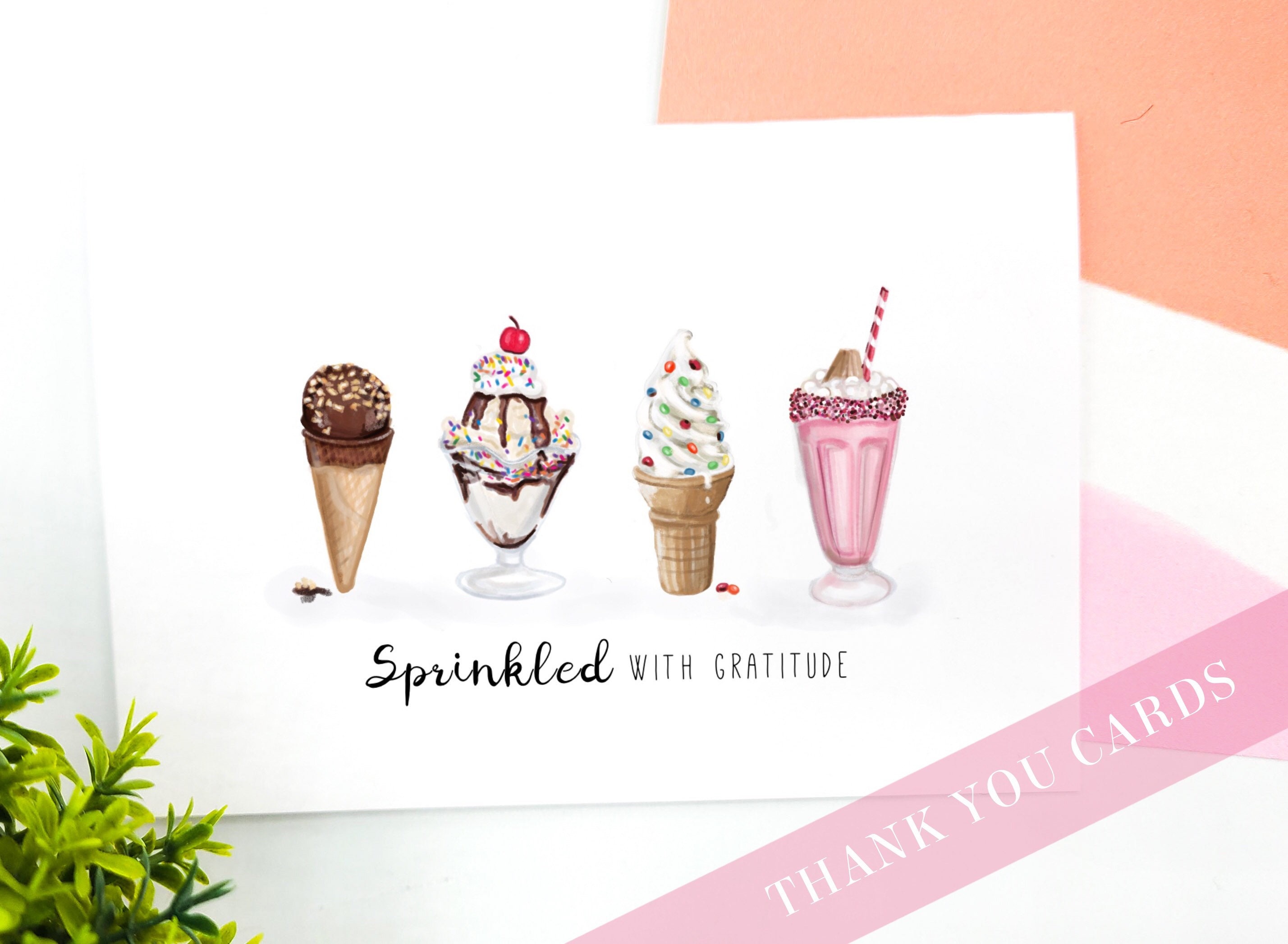 Ice Cream Thank You Cards | Ice Cream Theme | Ice Cream Pun | Punny ...