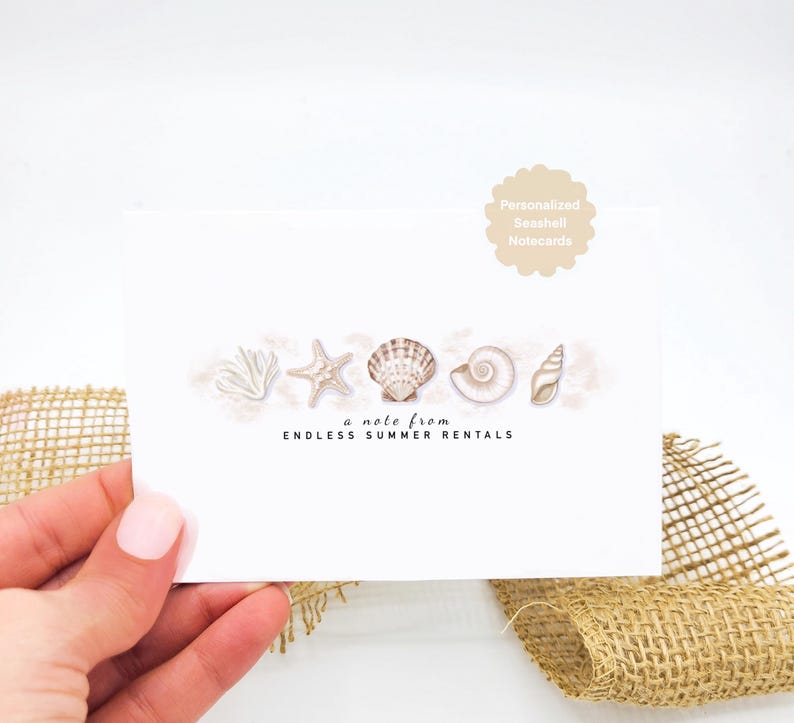 Seashell Personalized Notecards, Seashell Stationery, Beach Theme ...