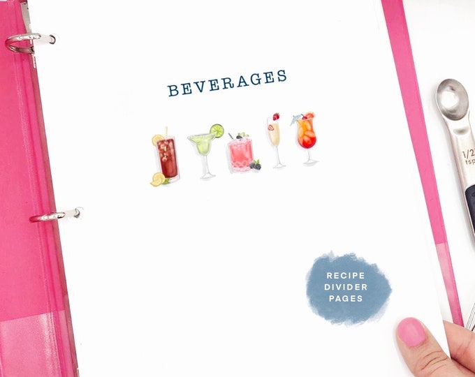 Recipe Book Page Dividers Cook Book Organization Kitchen Binder Tabs ...