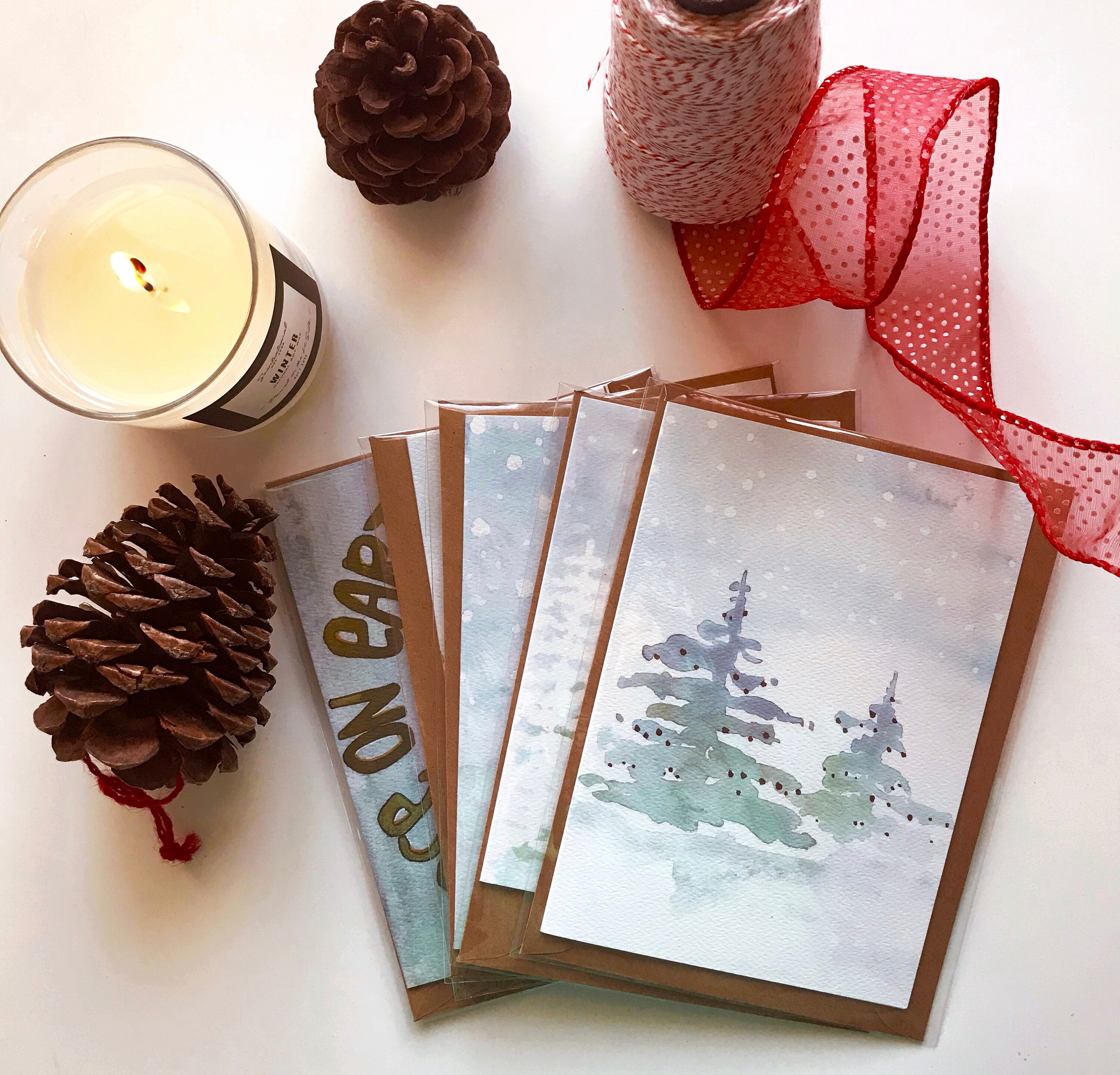 Variety Set of Winter Watercolor Cards/holiday Card/ Winter - Etsy