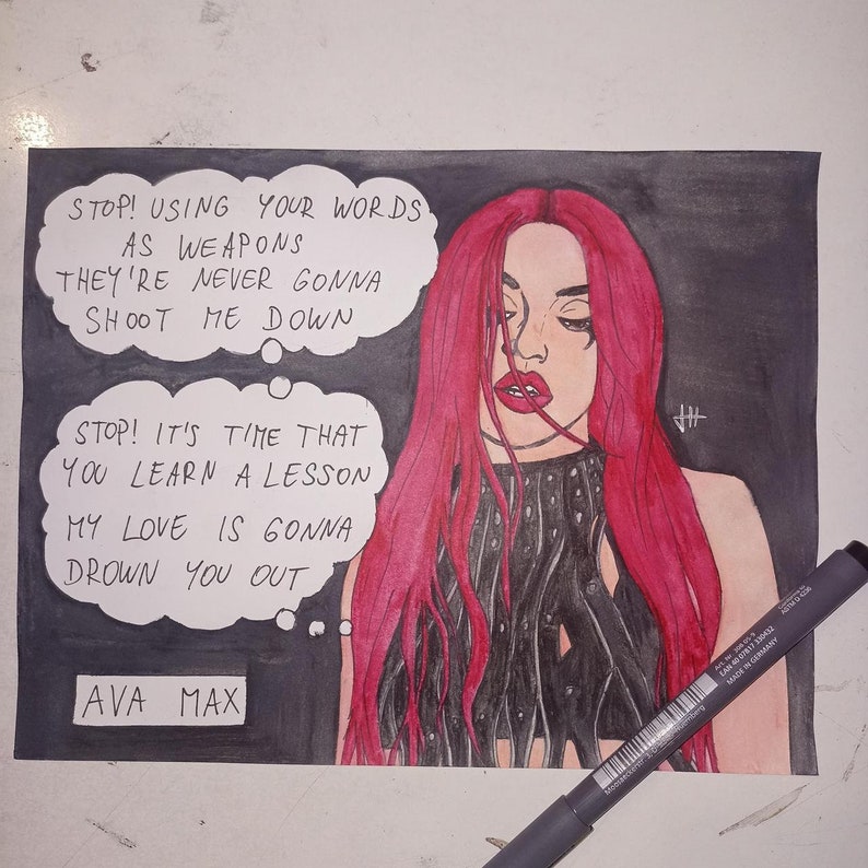 Ava Max Weapons Watercolor Comic Painting on Thick Paper - Etsy