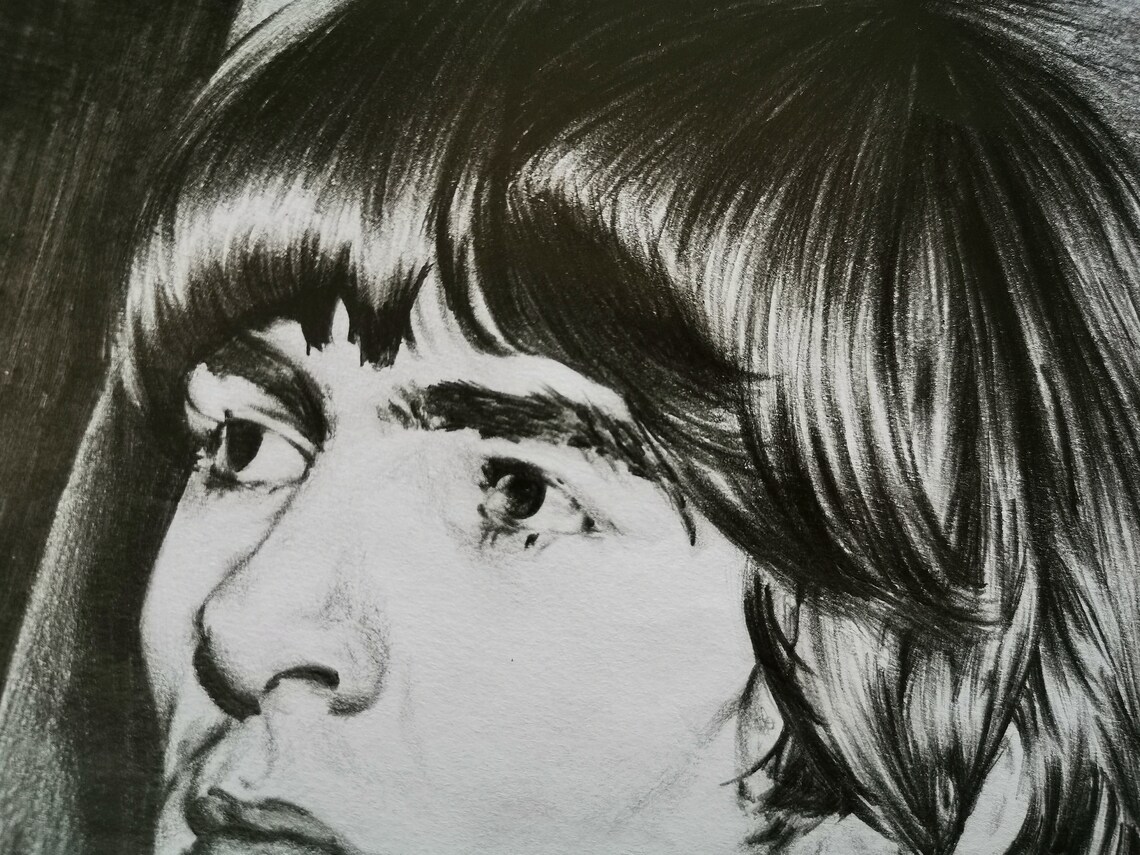 The Beatles George Harrison and John Lenon Drawing | Etsy
