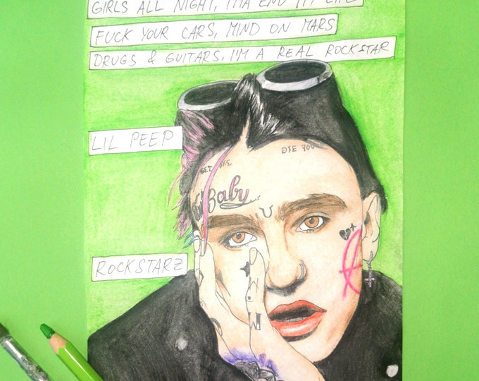 Lil Peep Rockstarz Comics Painting - Etsy
