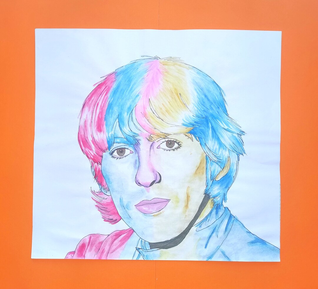 George Harrison the Beatles Watercolor Painting, Colorful Rainbow ...