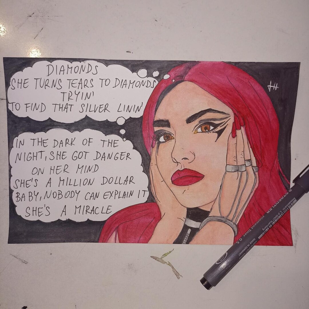 Ava Max Million Dollar Baby Comic Painting Art on Thick Paper, Diamonds ...