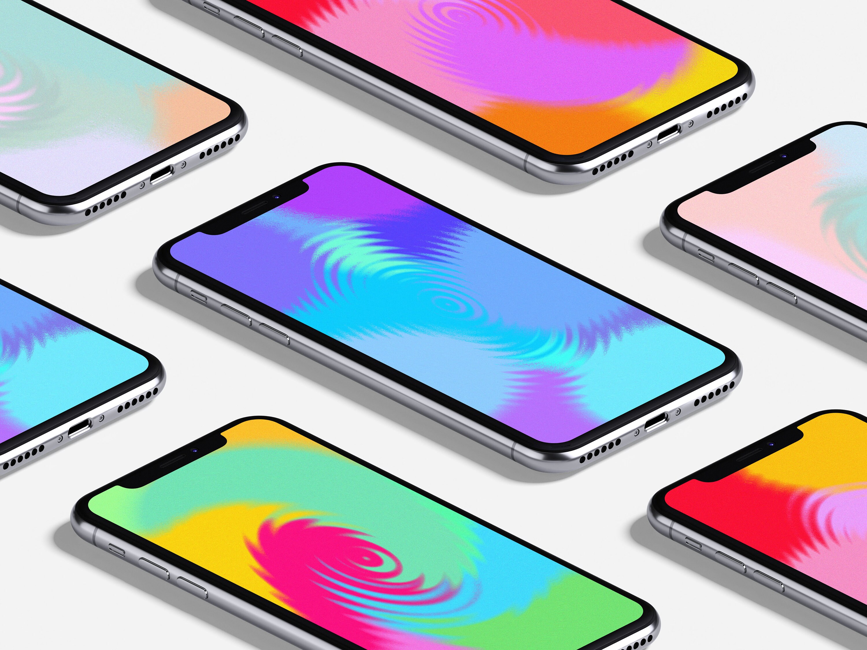 IPhone Ripple Gradient Wallpapers (x4), Minimalist Phone Background ...