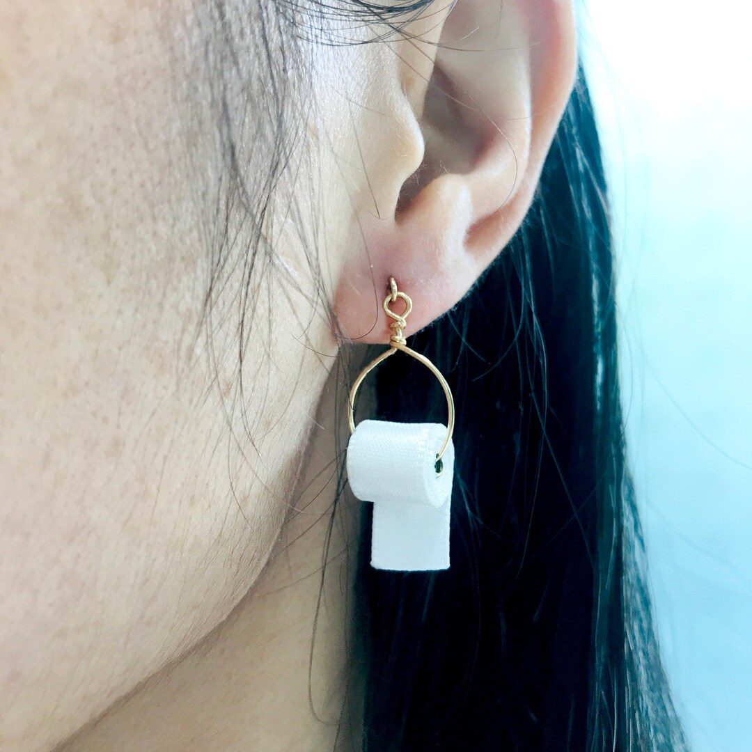 Toilet Paper Earrings Weird Paper Roll Studs Bathroom Tissue Paper ...
