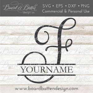 F Initial SVG - Split Letter F SVG - Split Initial F Cuttable Files ...