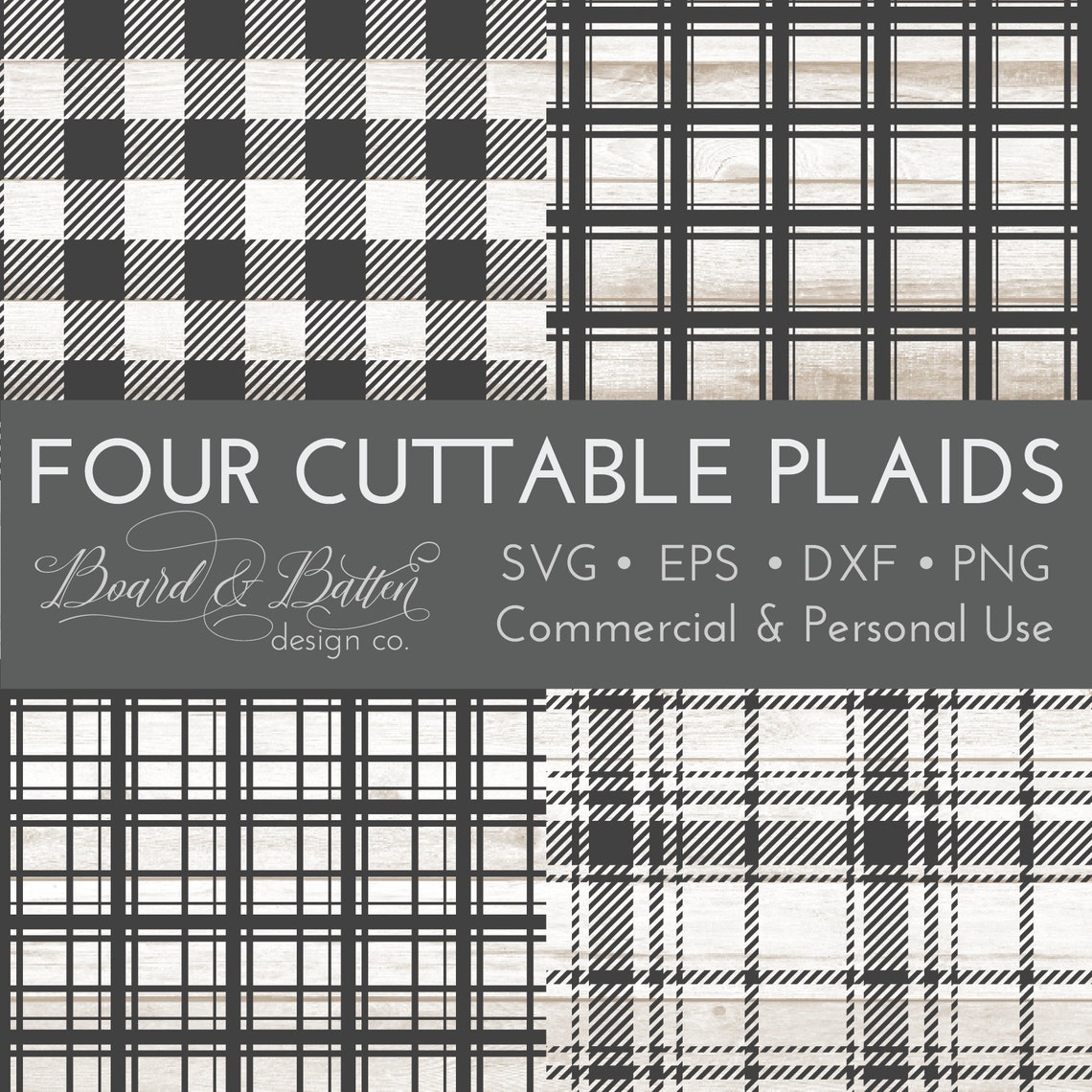 Cuttable Buffalo Plaid SVG Cuttable Plaid SVG Set W/ 4 - Etsy